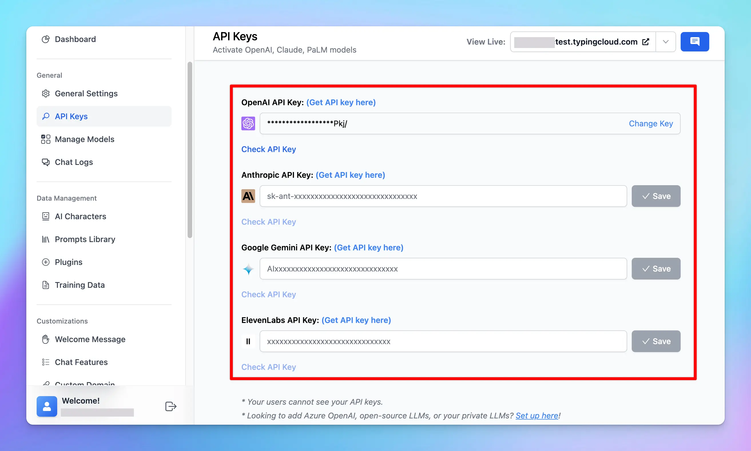 TypingMind Custom - Manage Chat Models TypingMind Custom - Manage Chat Models